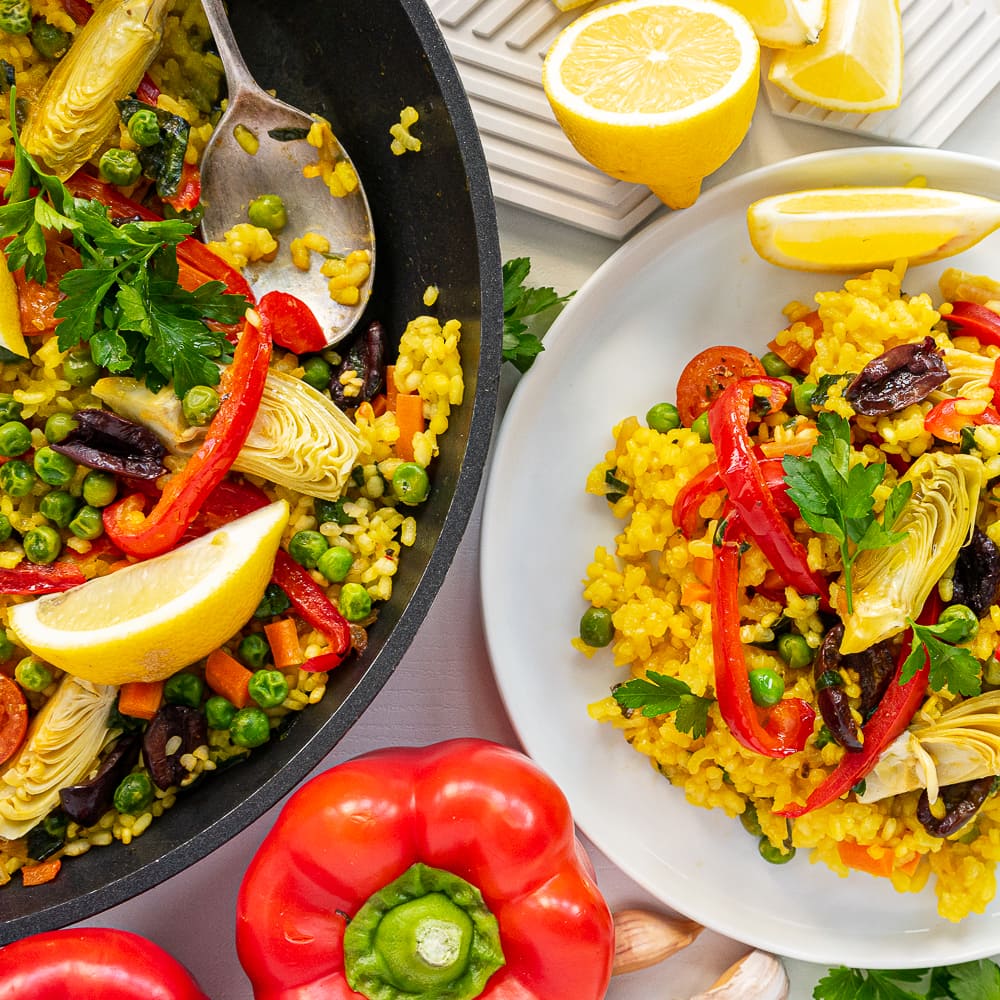 Spanish Vegetarian Paella (Ready in 30 minutes!)