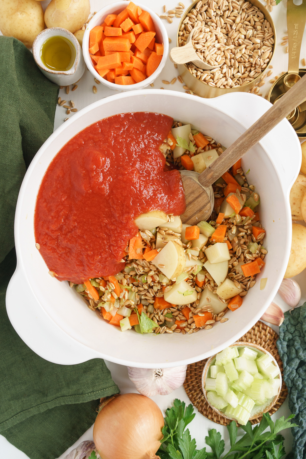 Quick Tuscan Farro Soup with Beans and Kale - Gathering Dreams